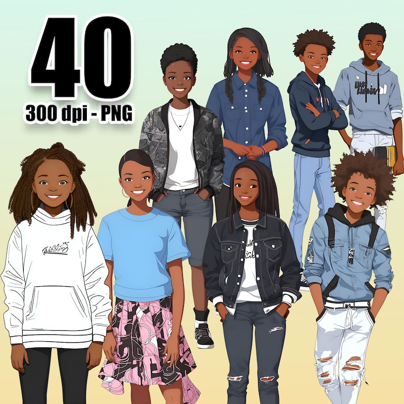 Afro Boy Clipart - Etsy