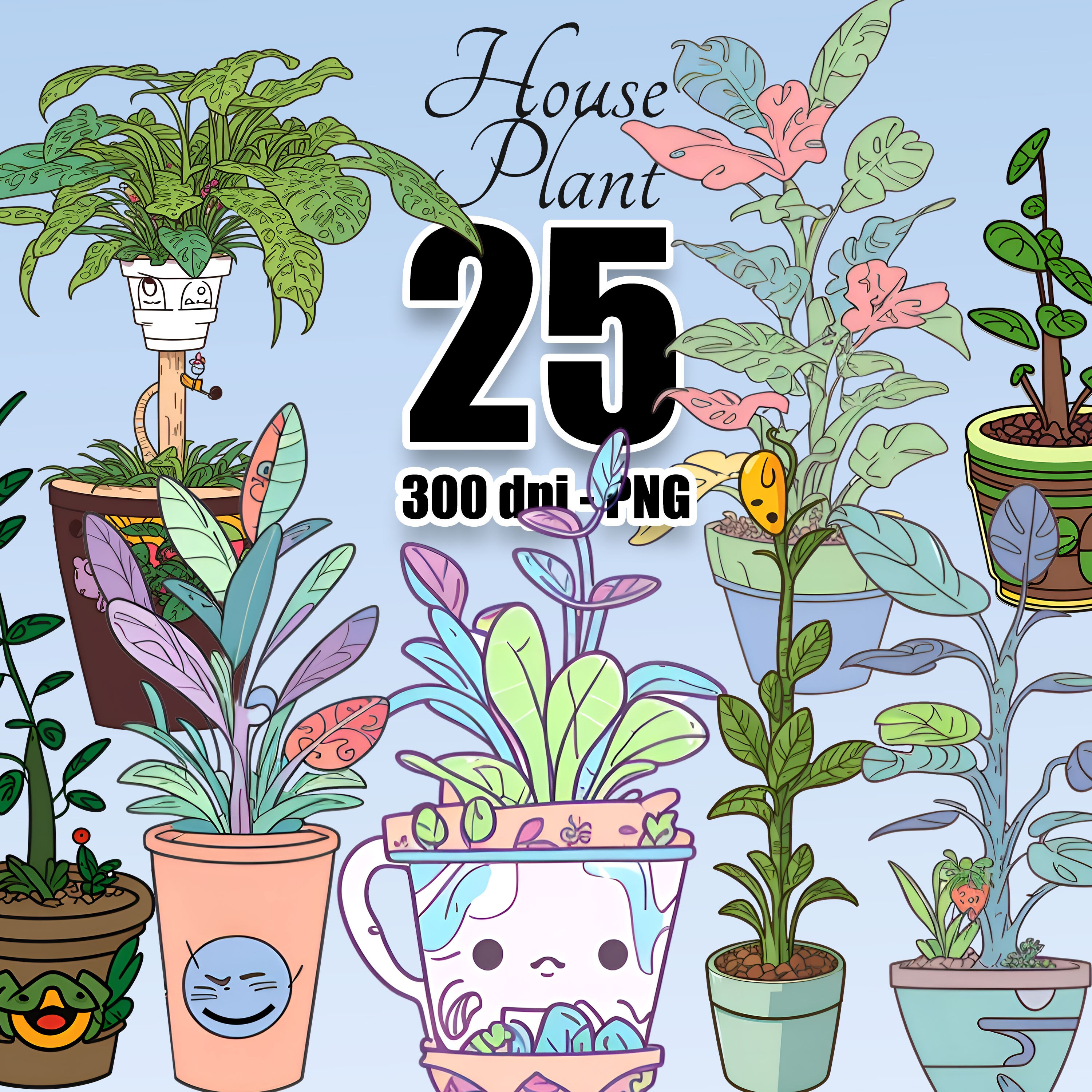 Watercolor House Plants Clipart, Watercolor Gardening, Nature Clipart ...