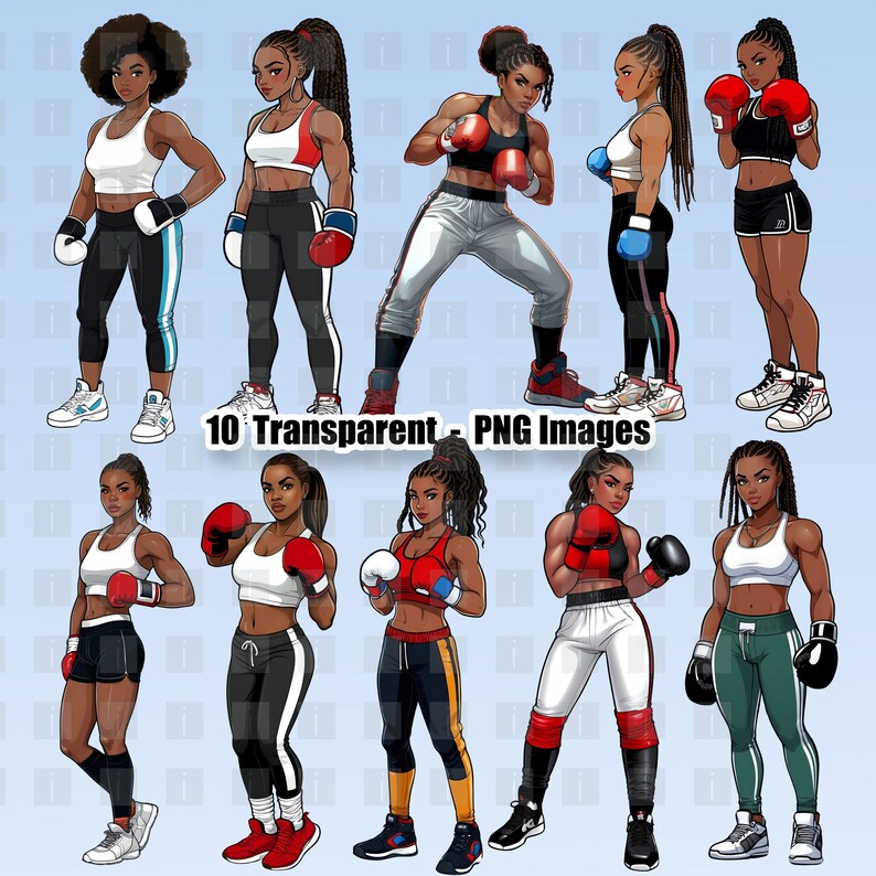 Black Women Boxers Clipart, Boxing Girl, Black Athlete, Sports Clipart ...