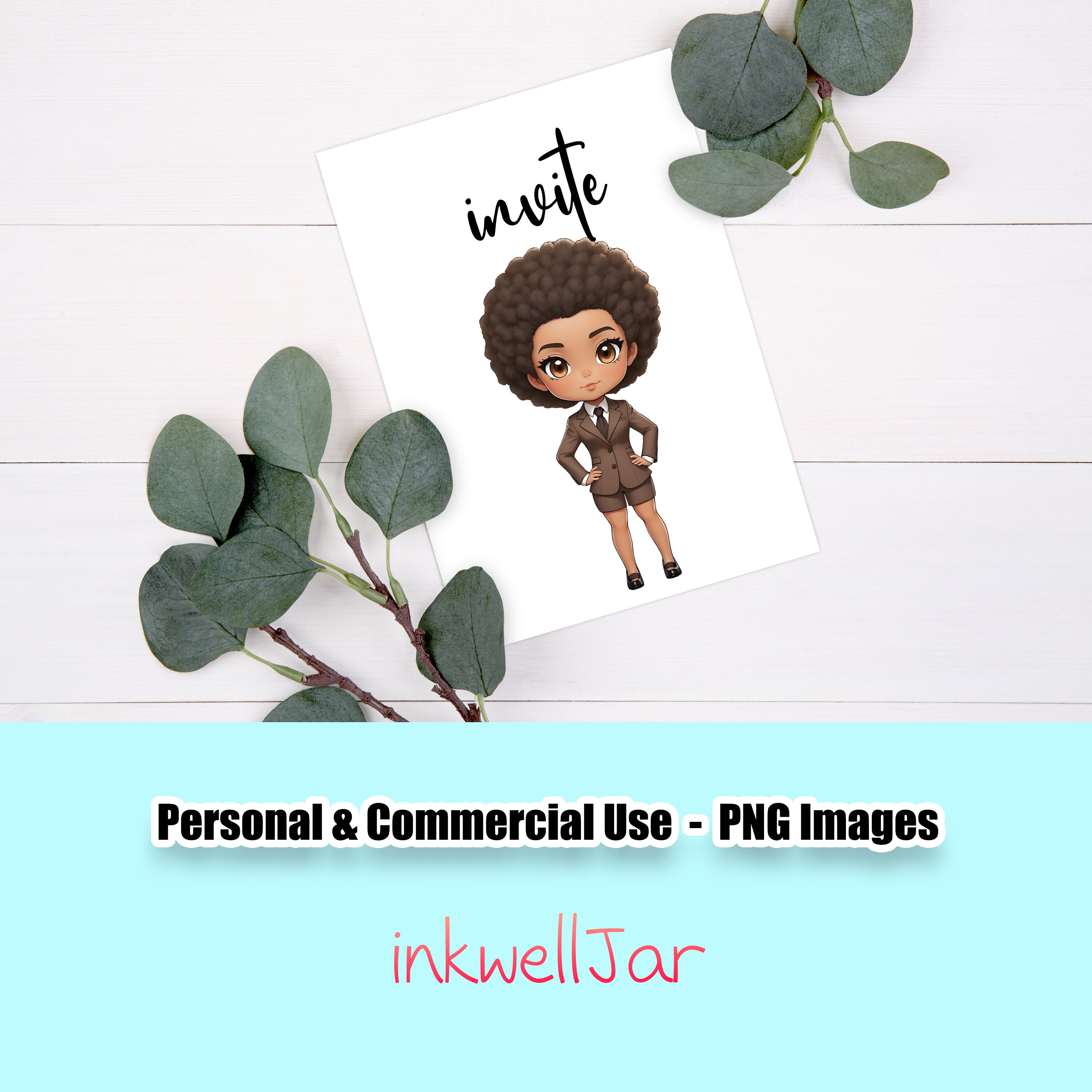 Cute Black Woman Boss Chibis Clipart, Office Girl Chibi Clipart ...