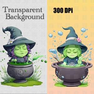 Witch Clipart, Watercolor, Halloween Clipart, Printable, Cute, Holiday ...