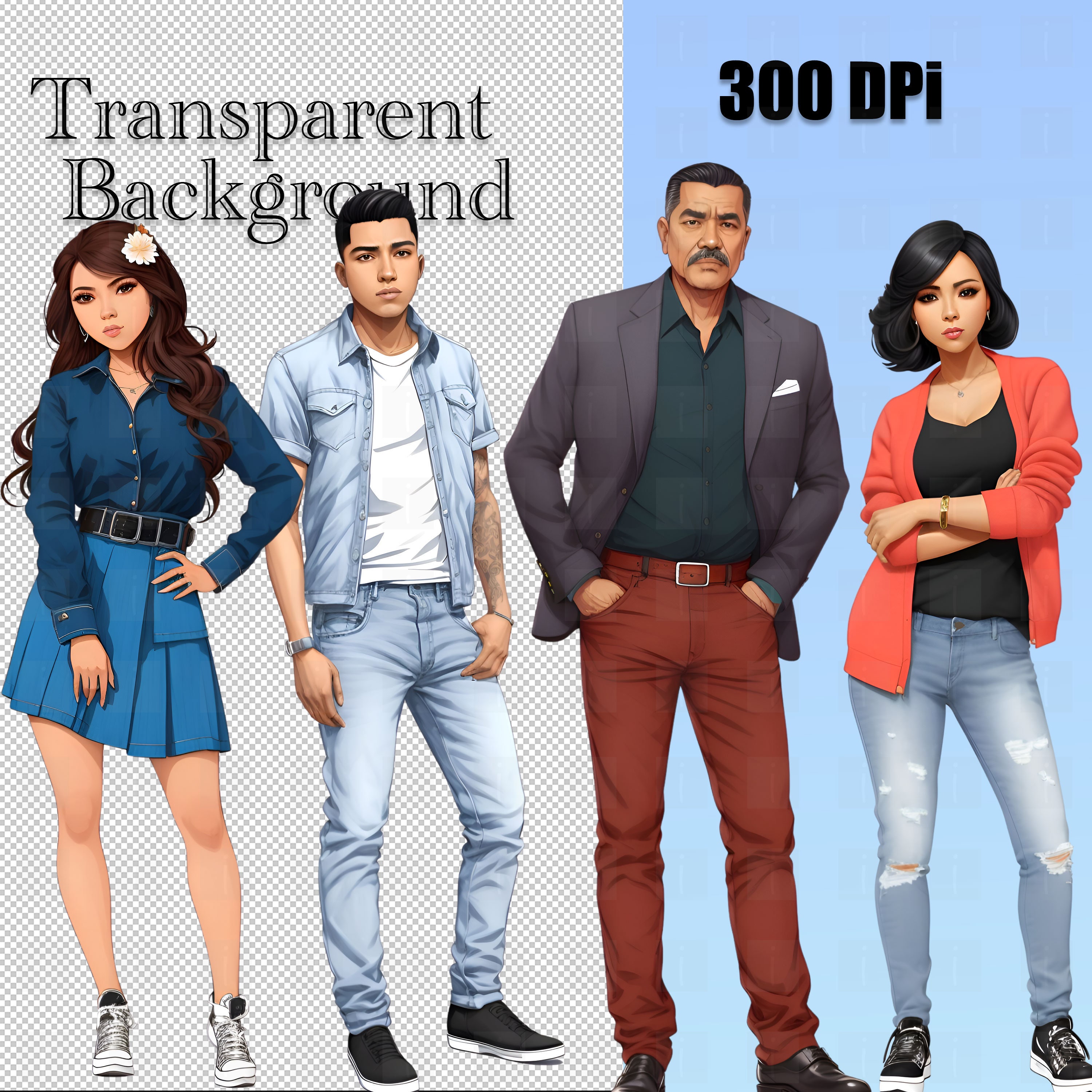 Latino Family Clipart, Men Clipart, Hispanic Clipart, Hispanic Women ...