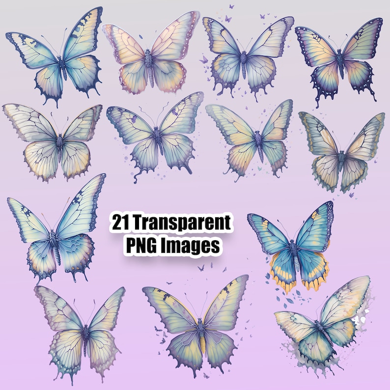 Watercolor Pastel Butterflies Clipart, Painted Butterfly Clipart ...