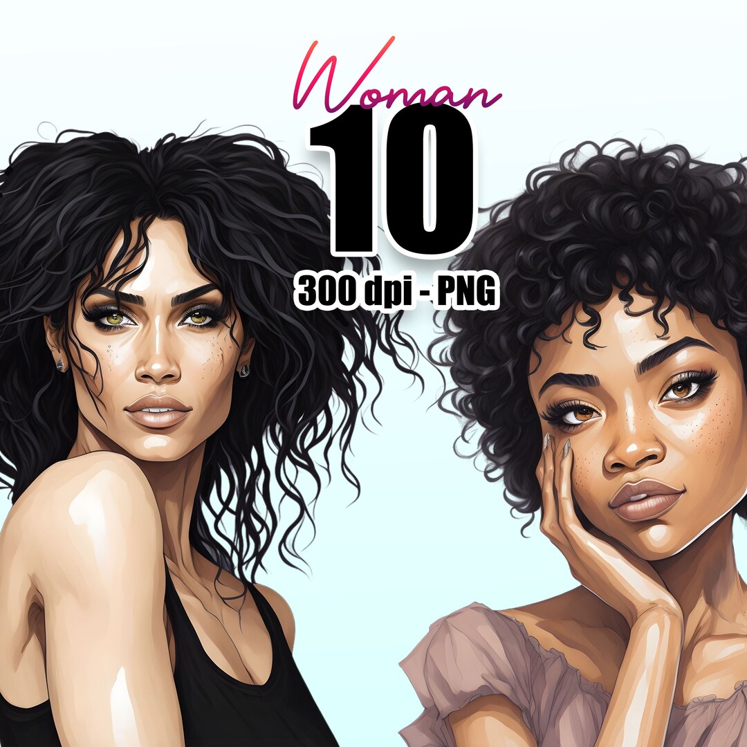 Stunning Black Woman Clipart | Black Woman PNG| African American Fashion Women | Black Women ...
