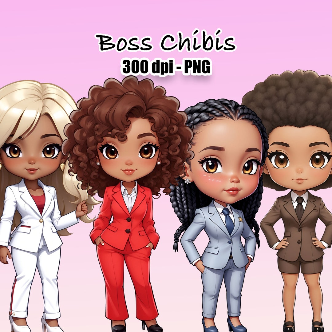 Cute Black Woman Boss Chibis Clipart, Office Girl Chibi Clipart ...