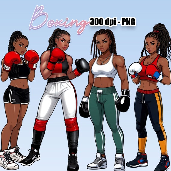 Women Boxing Clipart Female Boxer Strong Pretty Boxing Gloves Stock