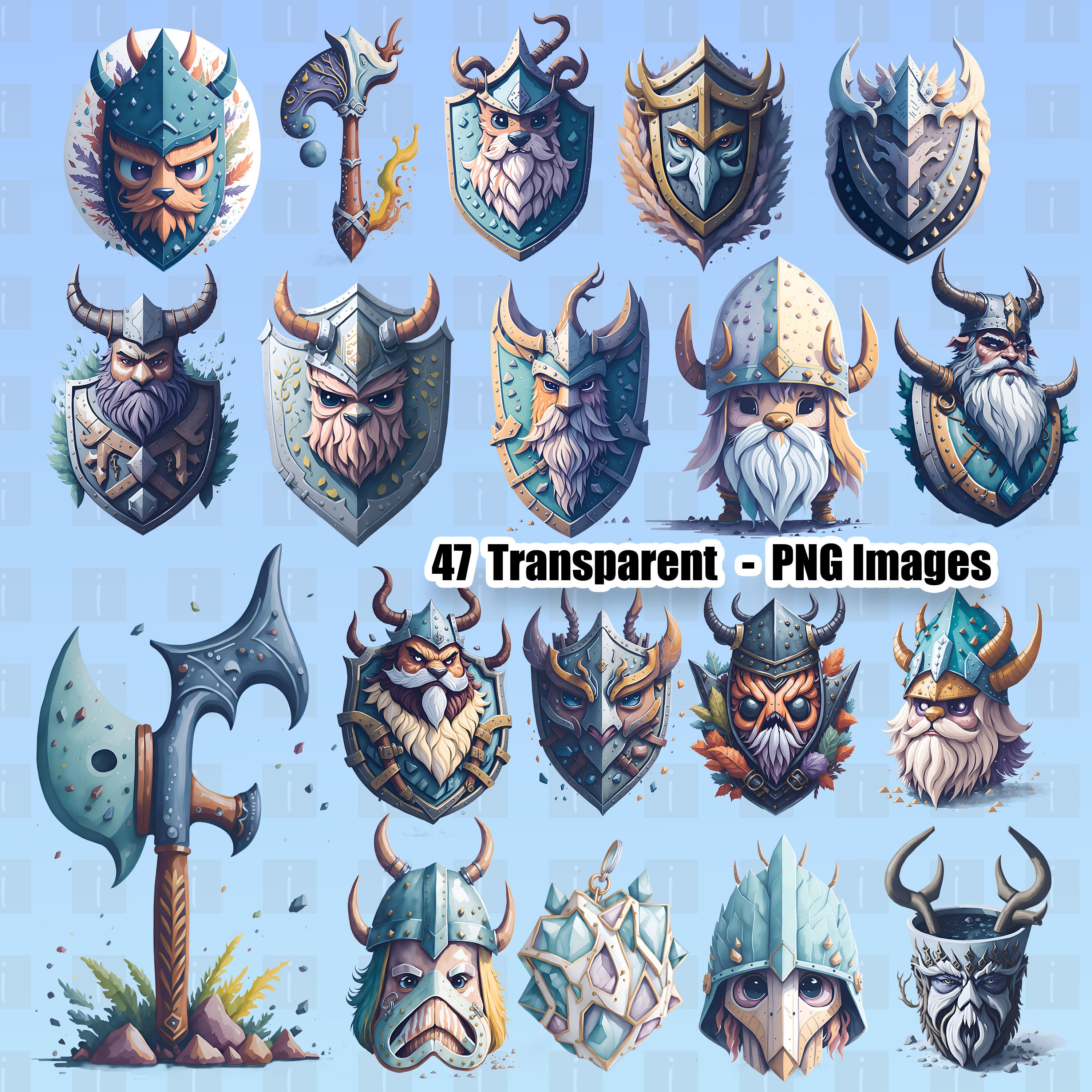 47 Viking Clipart Bundle Watercolor Viking Pngs Digital - Etsy