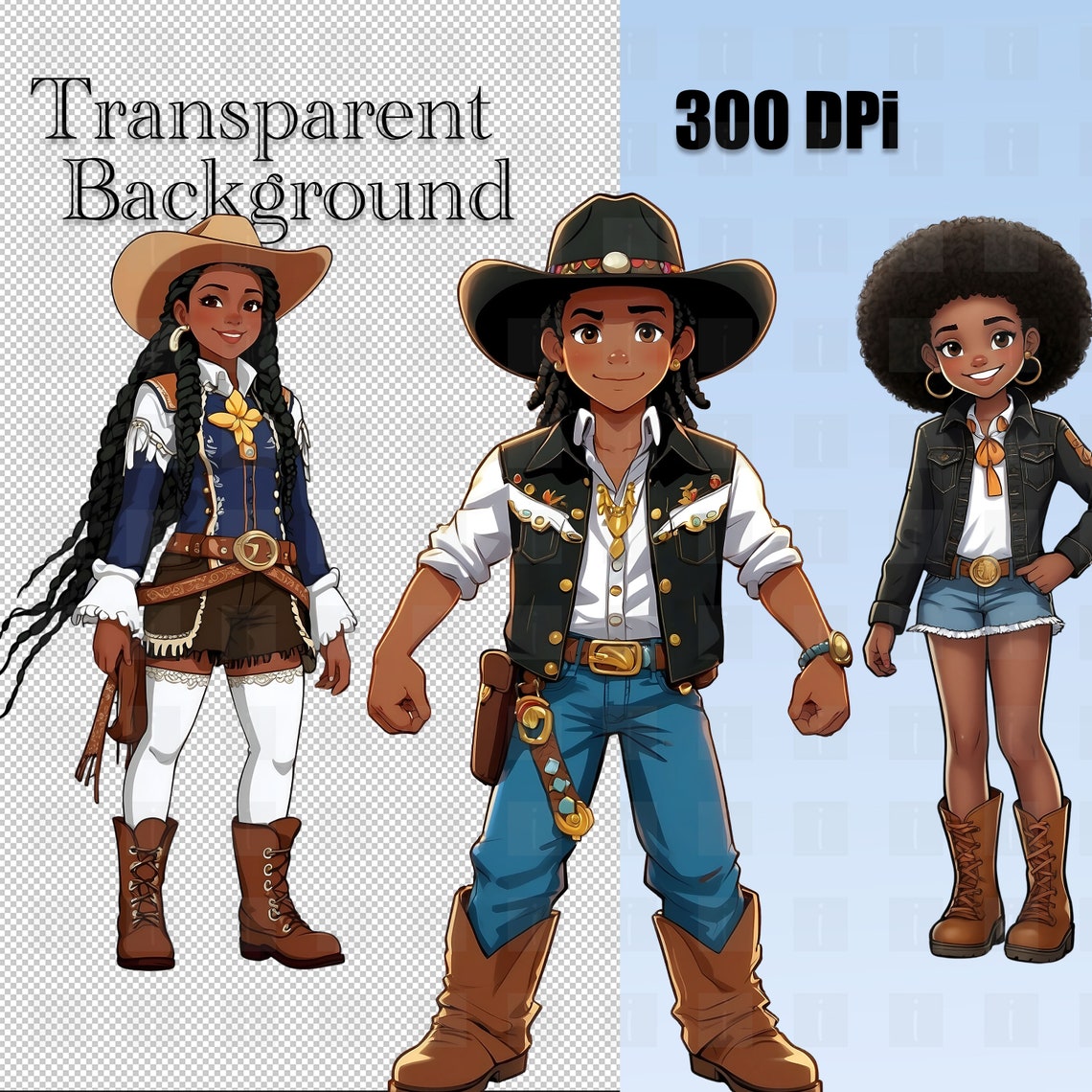 Cowboys Cowgirls Clipart, Children Clipart, Cowboys, Cowgirls, Cosplay ...