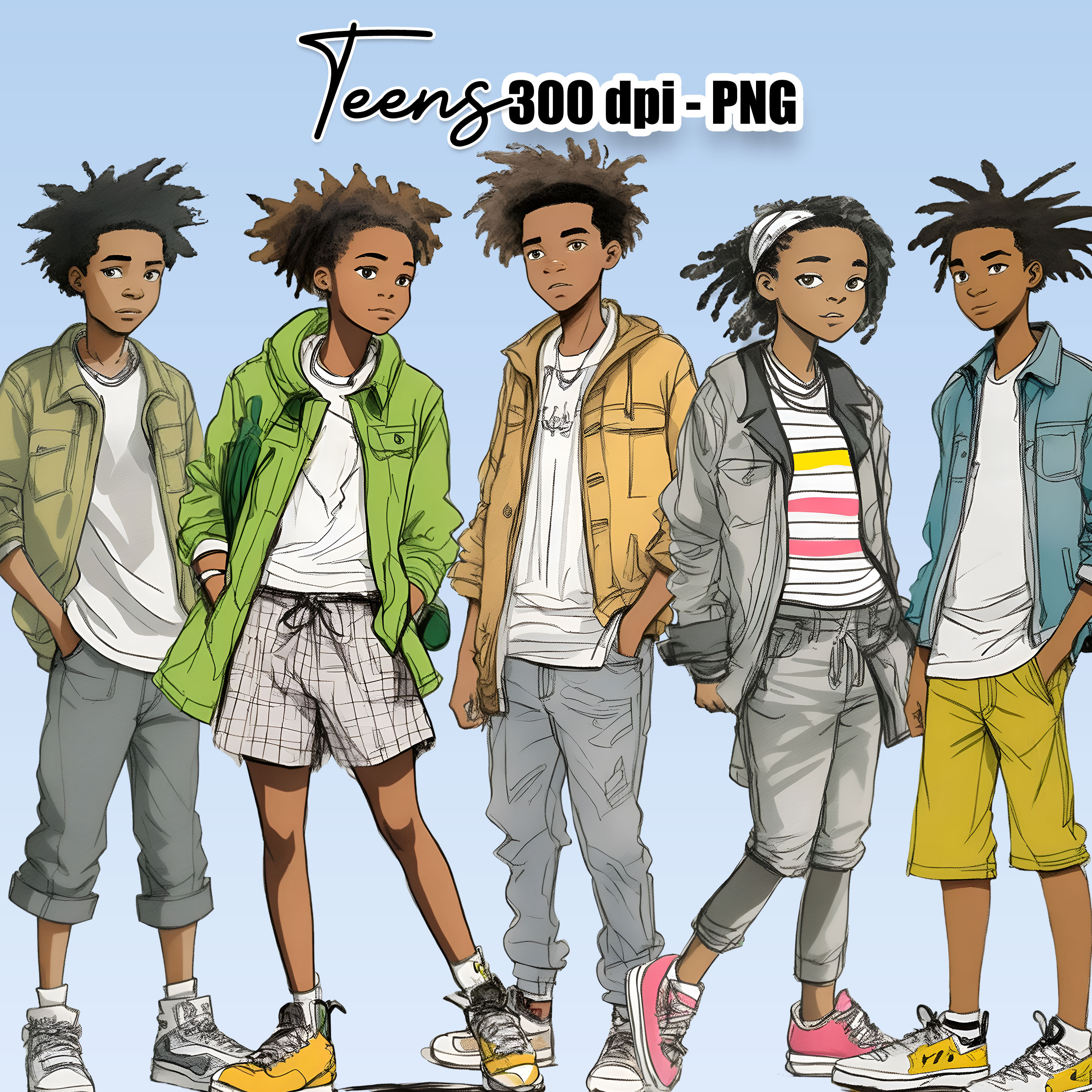 Black Teen Student Clipart, School Girls Boys, Teen Fashion Boys Girls ...