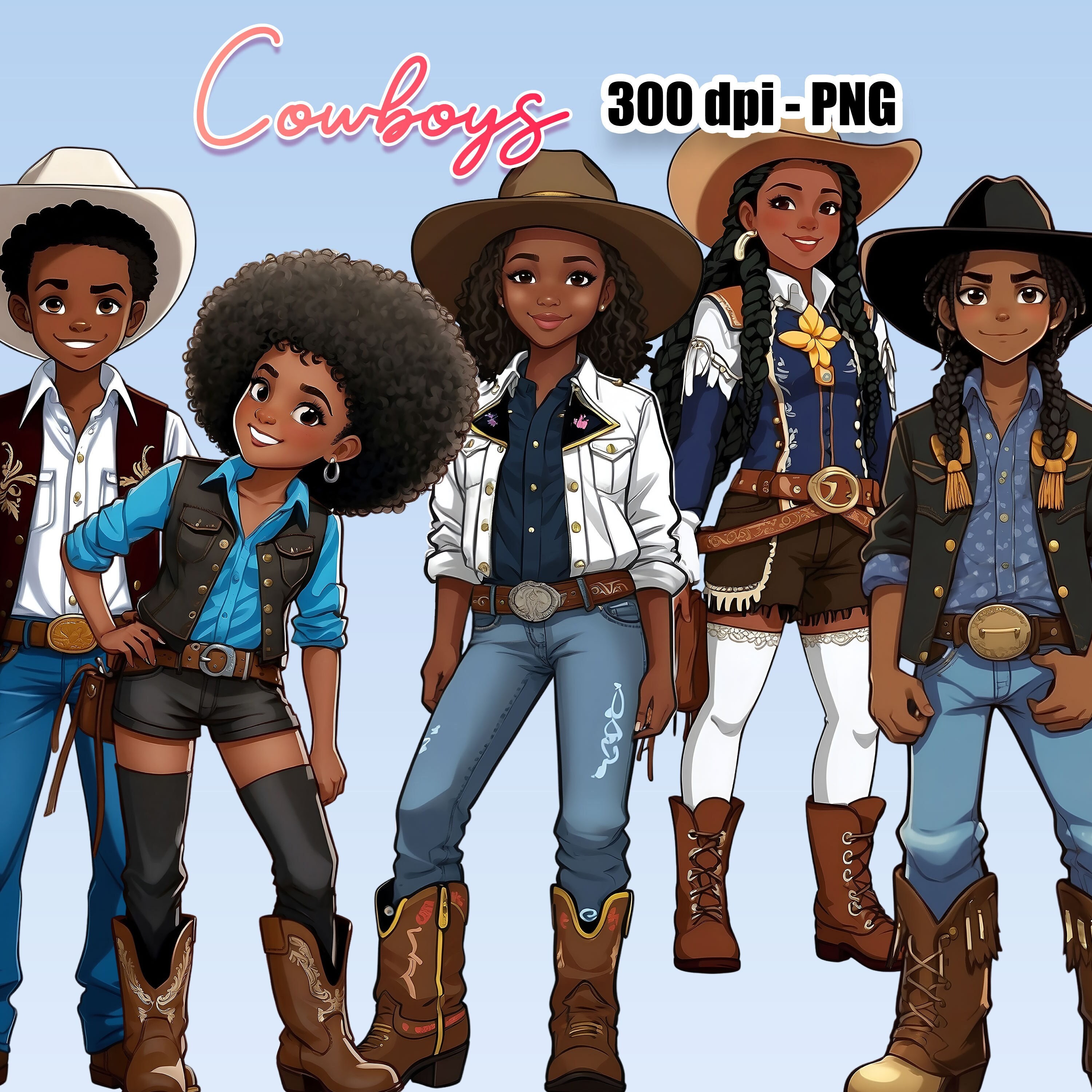 Cowboys Cowgirls Clipart, Children Clipart, Cowboys, Cowgirls, Cosplay ...