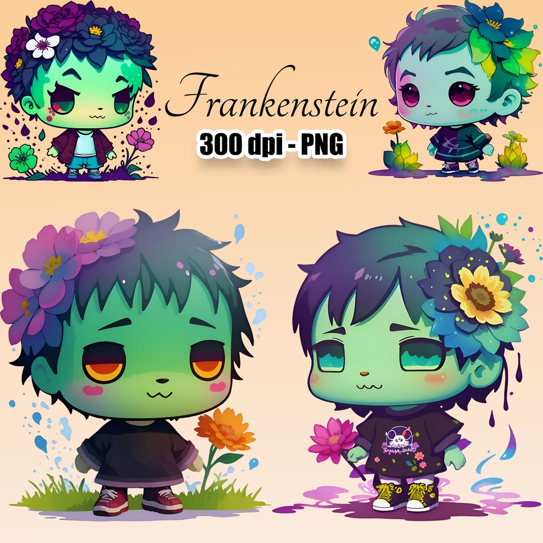 Cute Frankenstein Clipart, Halloween Clipart, High Quality Pngs ...