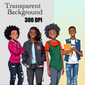 Black Kids Clipart PNG, African American Kids, Student Watercolor ...