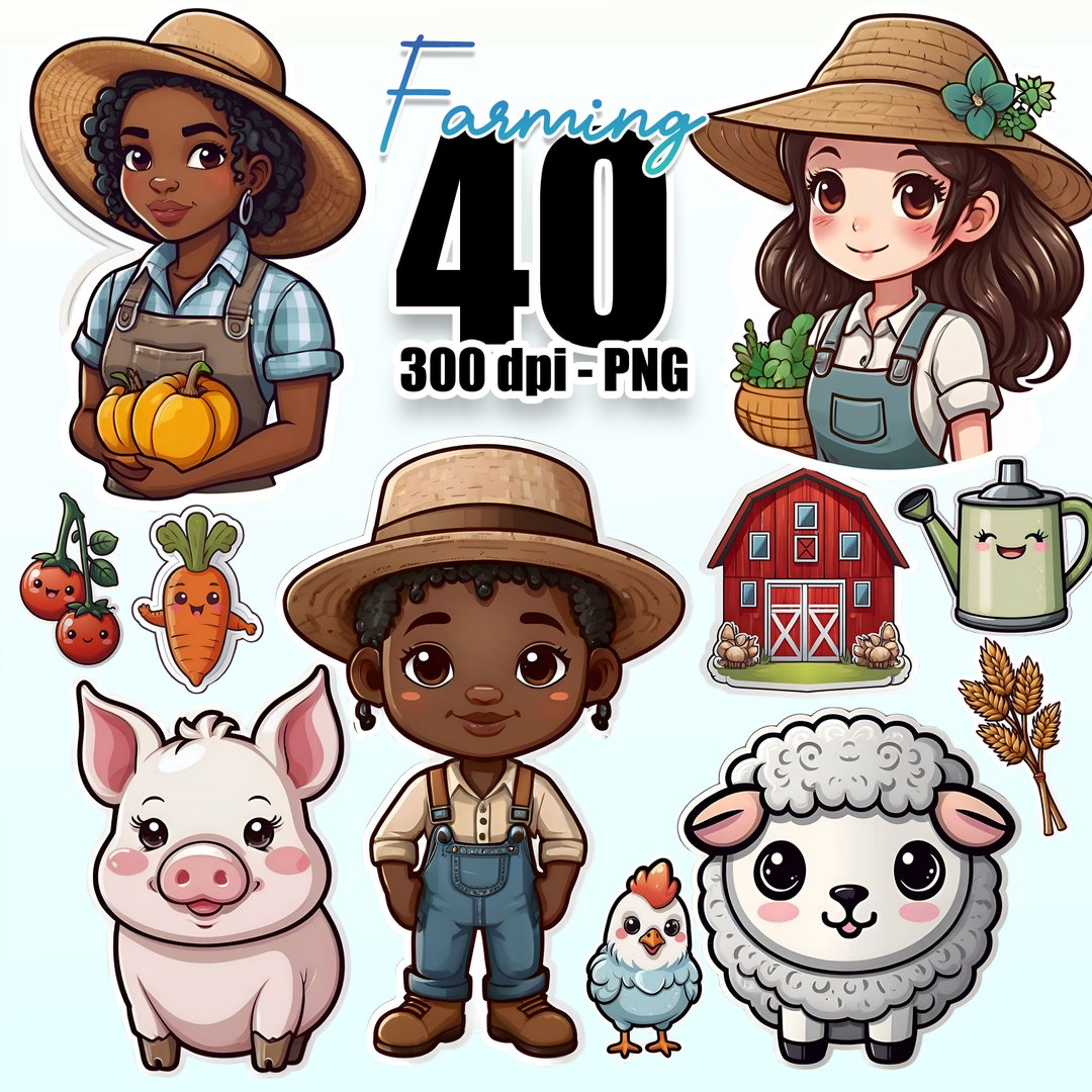 Farm Life Clipart, Kawaii Farmhouse Clip Art, Spring Clipart, Farm ...