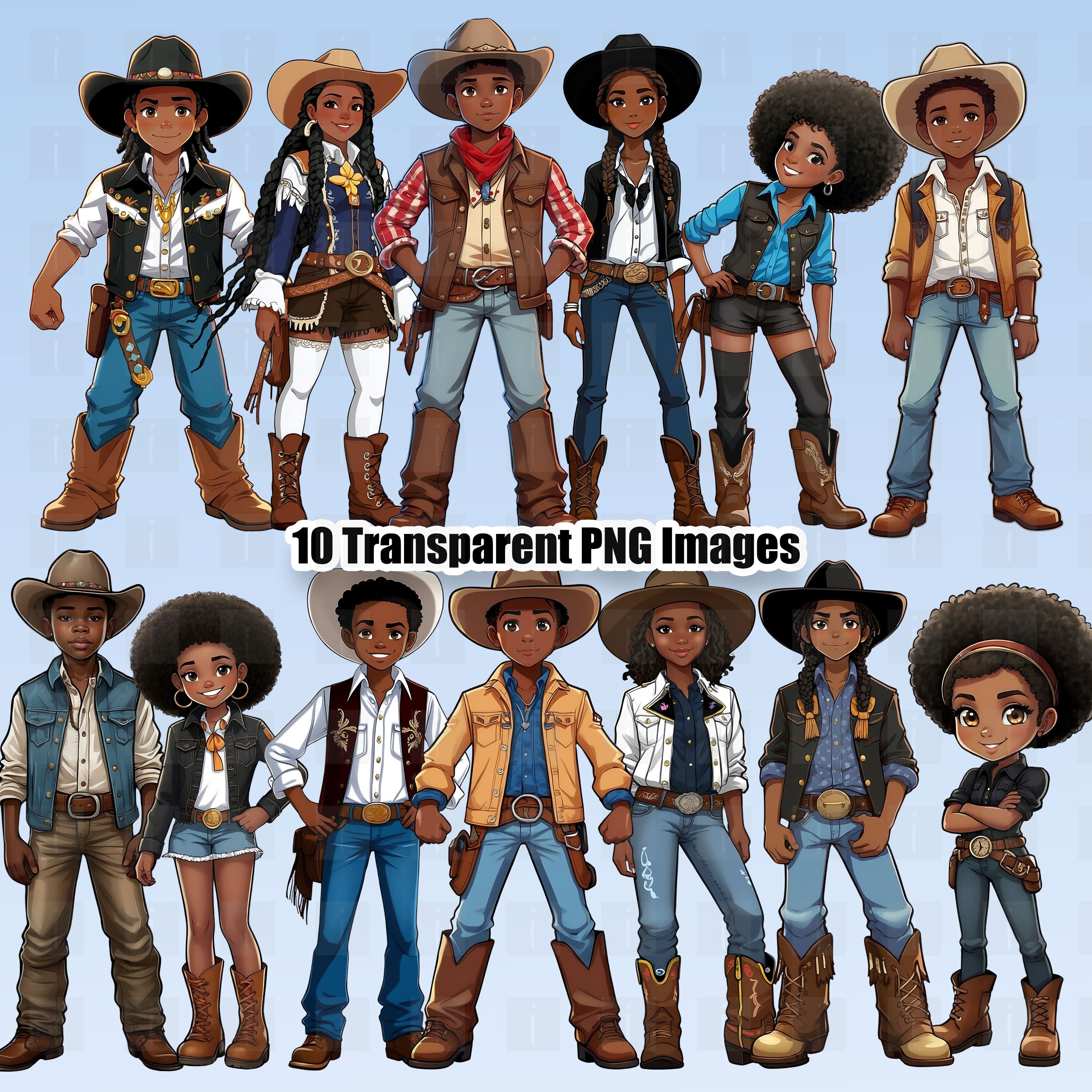 Cowboys Cowgirls Clipart, Children Clipart, Cowboys, Cowgirls, Cosplay ...