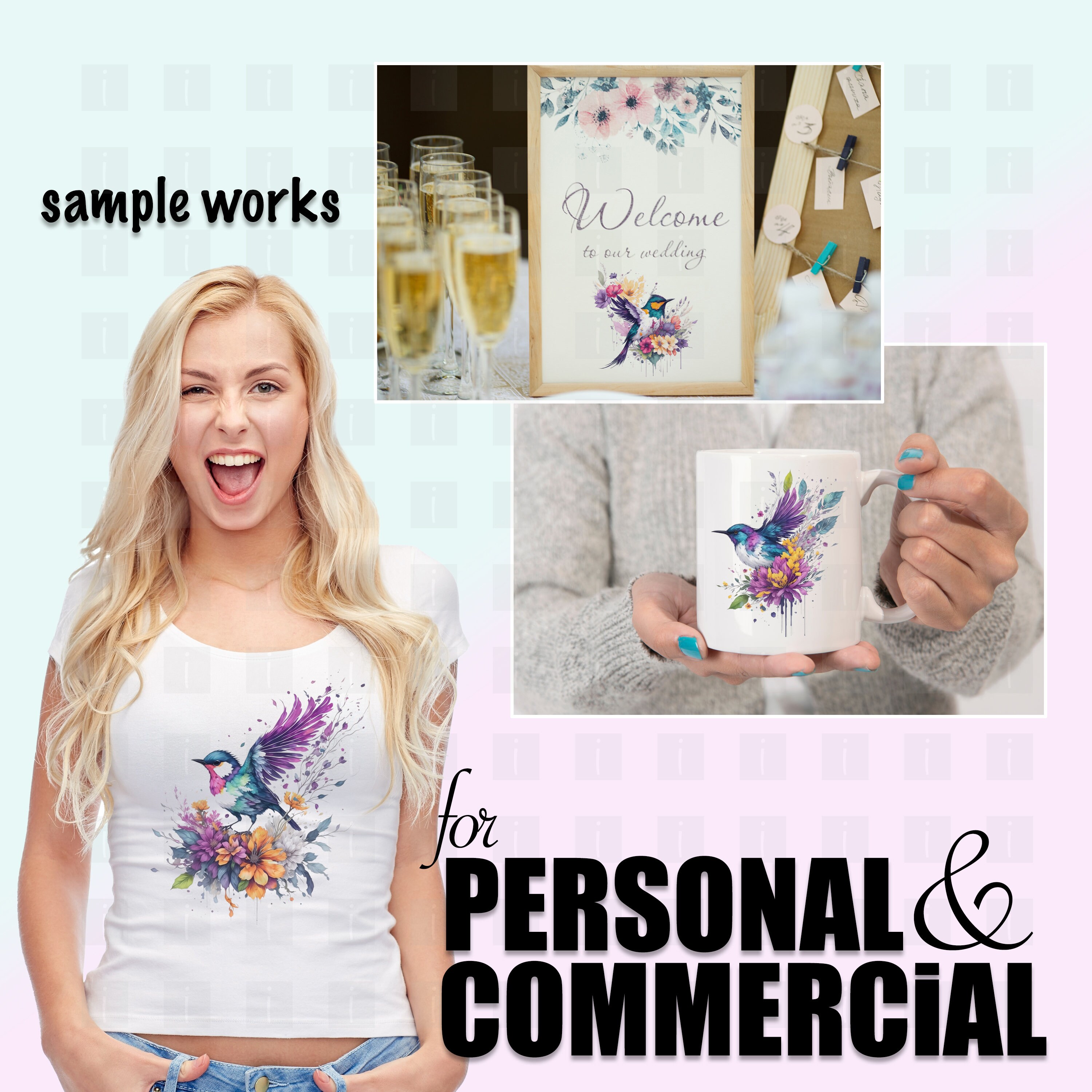 Watercolor Birds Clipart - Clipart Bundle, Tropical Birds With Flowers ...