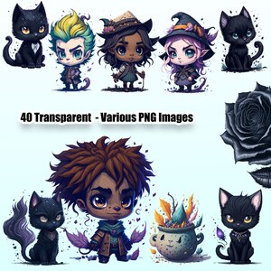 Warlock Witch Chibi Clip Art, Cute Witch Chibi Digital Art PNG, Warlock ...