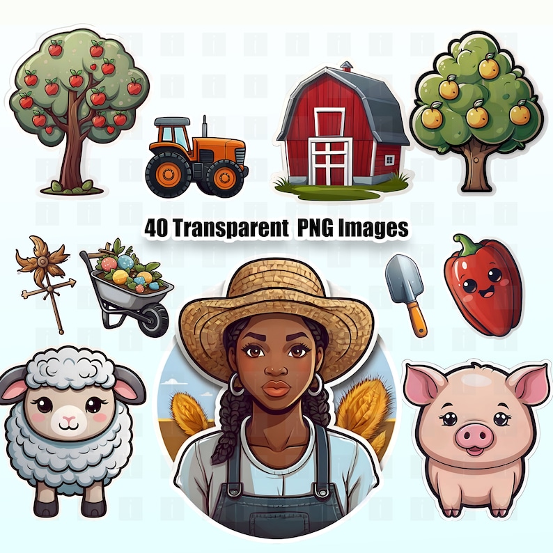 Farm Life Clipart, Kawaii Farmhouse Clip Art, Spring Clipart, Farm ...