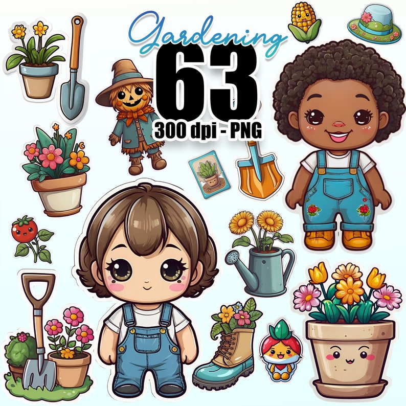 Gardening Clipart Collection, Vegetables, Garden Tools, Flowers Pots ...