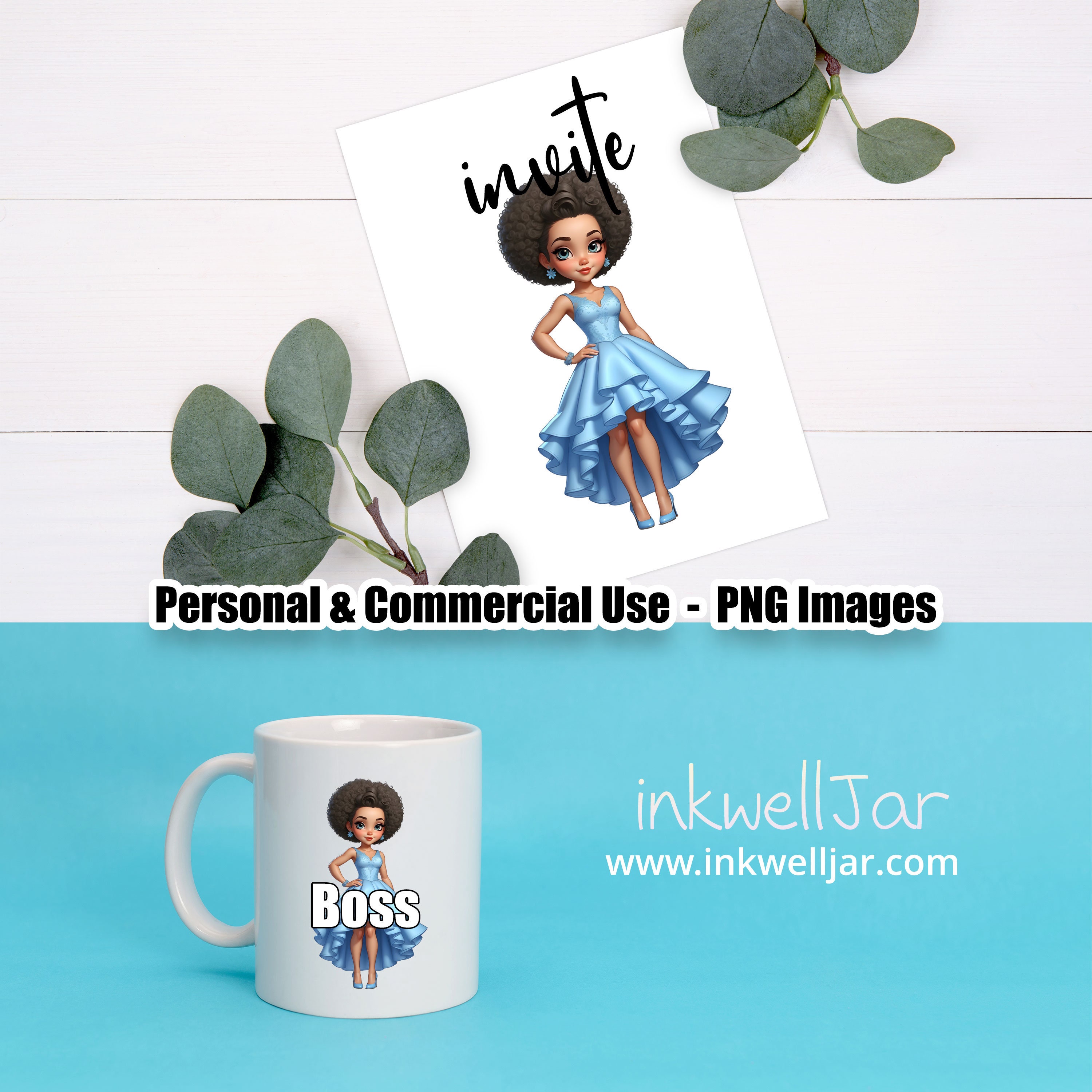 Cute Chibi Princess Clipart, Prom Girl Clipart, Watercolor Chibi Doll ...