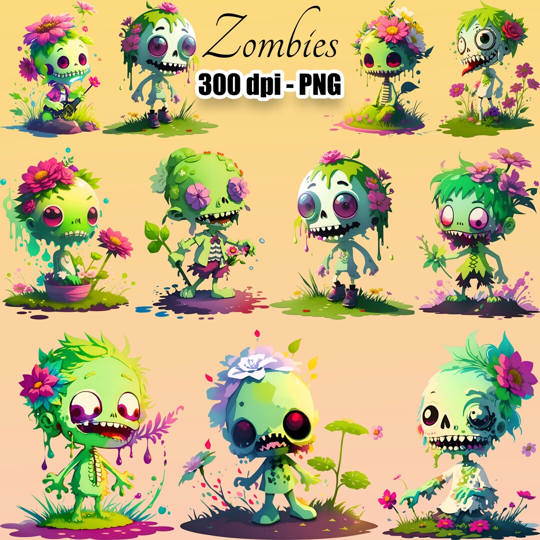 Zombie Clipart, Halloween, Watercolor, Holiday, Cute, Monster ...
