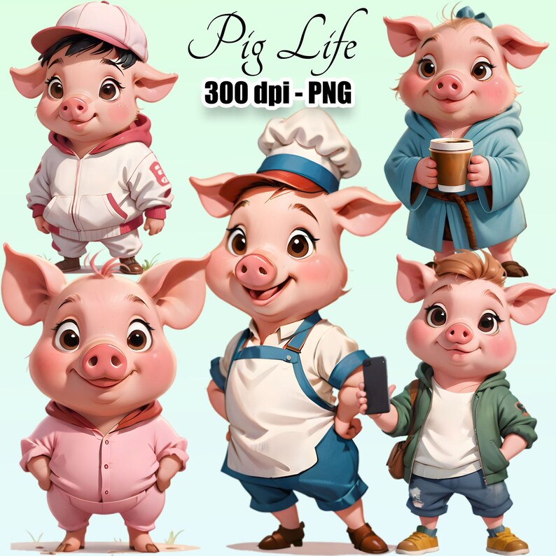 Pig Life Clipart, Watercolor Clipart, Farm Animal Clip Art, Spring ...