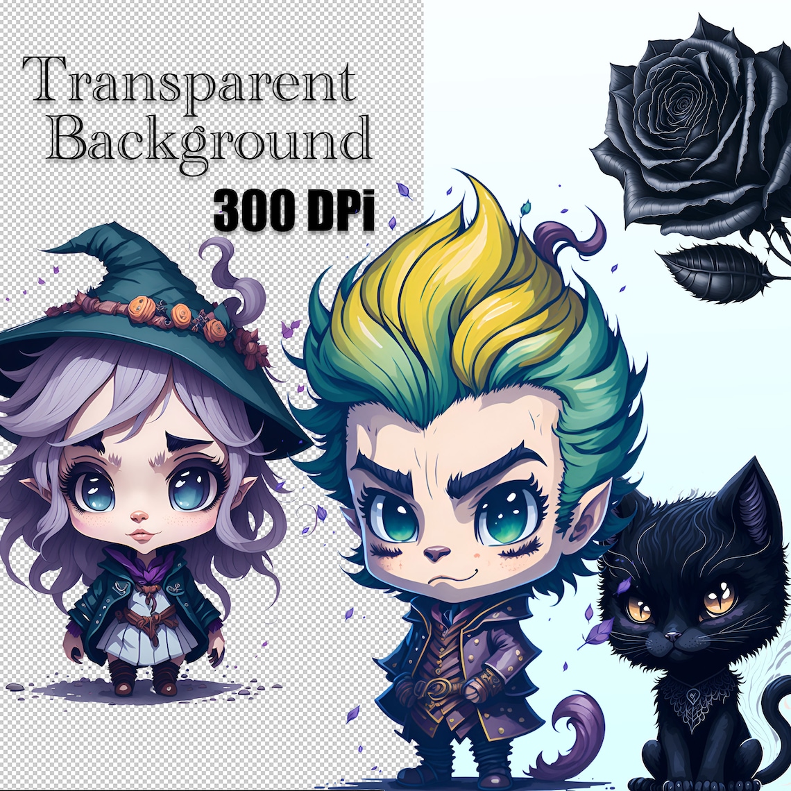 Warlock Witch Chibi Clip Art, Cute Witch Chibi Digital Art PNG, Warlock ...