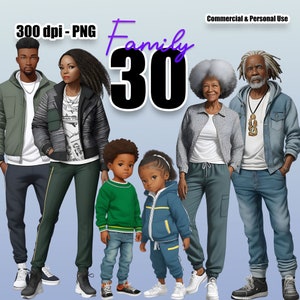 Black Family Bundle Clipart, African American Family Clipart, Family ...