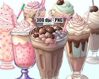 Milkshake Clipart, Milkshake Graphics, COMMERCIAL USE, Dessert Clipart ...