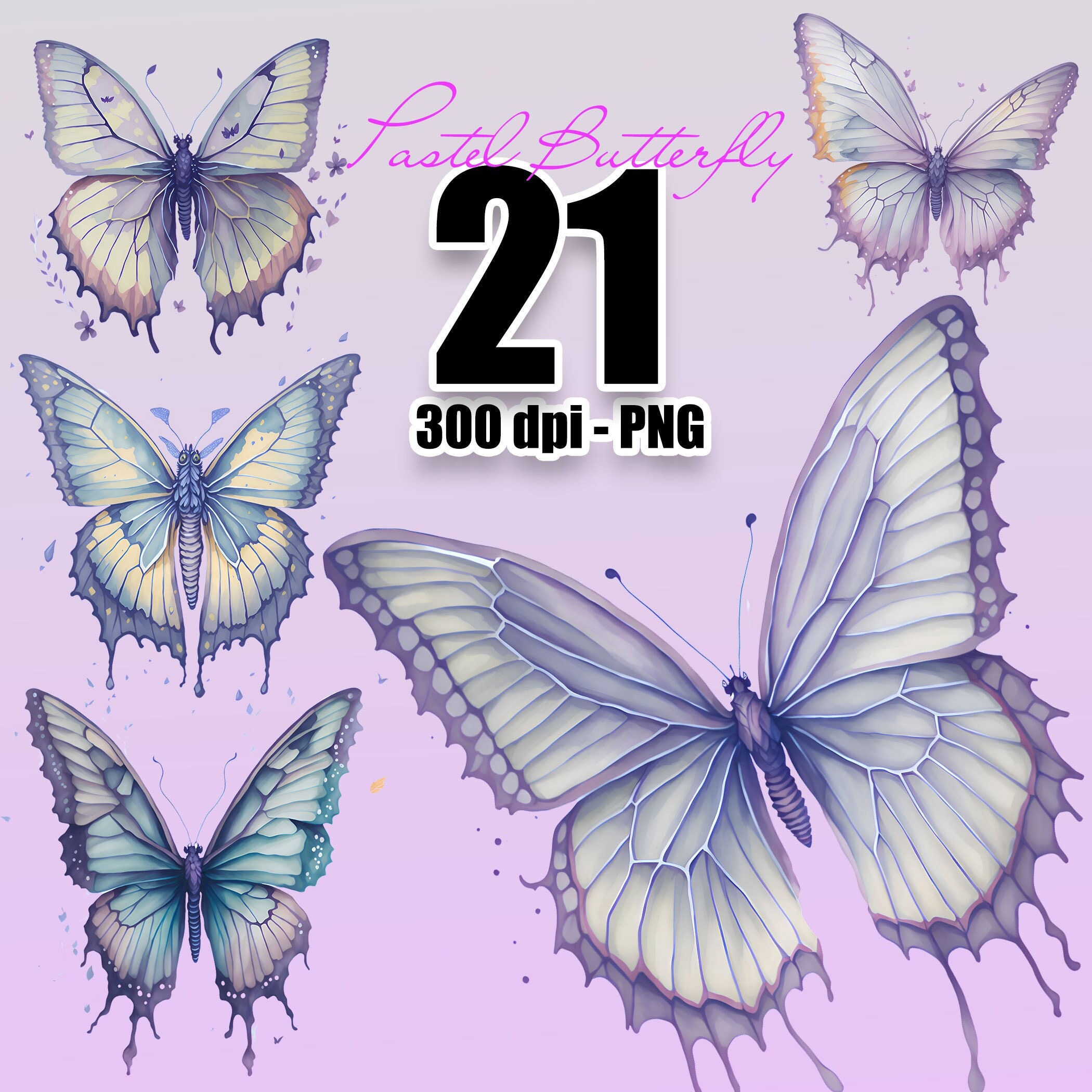Watercolor Pastel Butterflies Clipart, Painted Butterfly Clipart ...