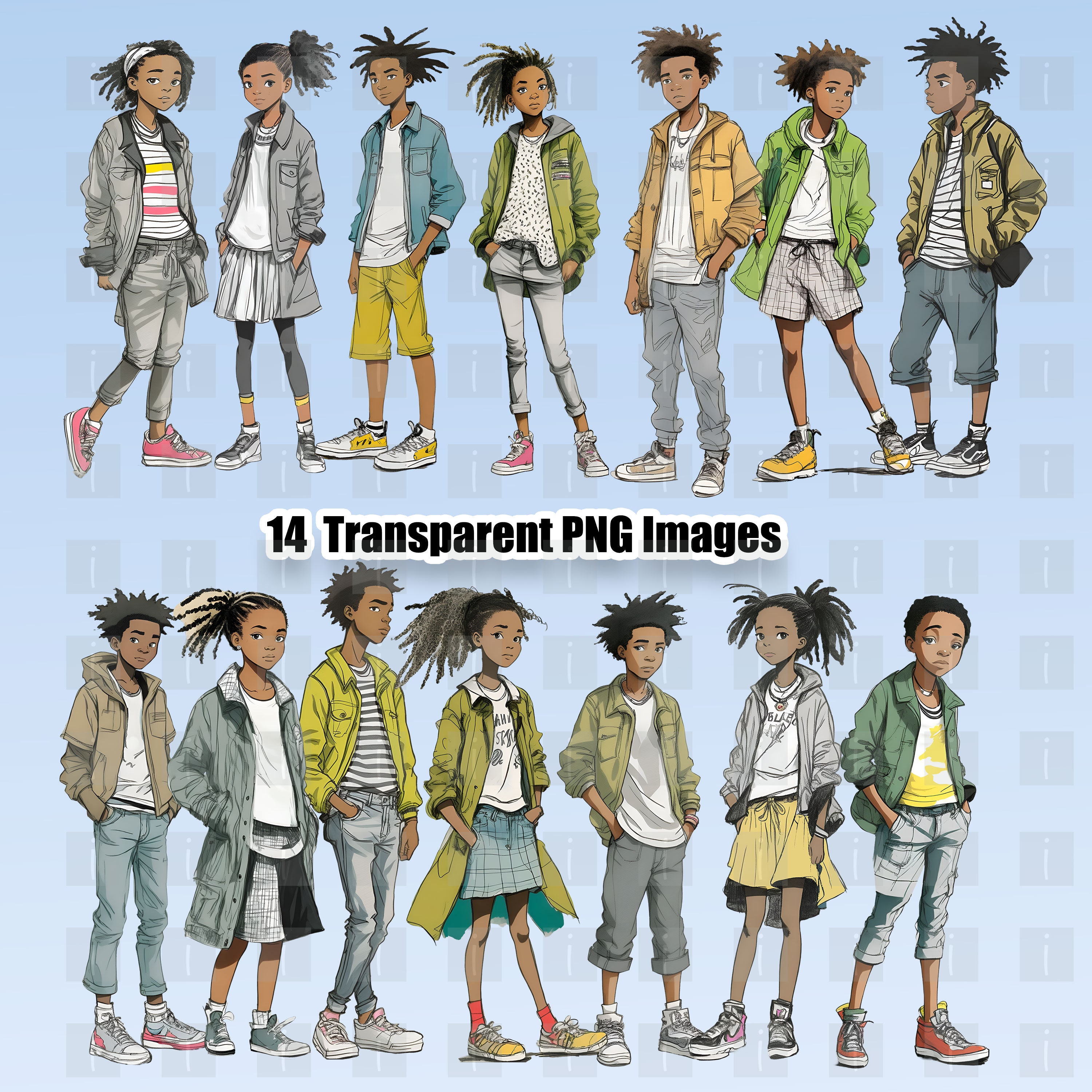 Black Teen Student Clipart, School Girls Boys, Teen Fashion Boys Girls ...