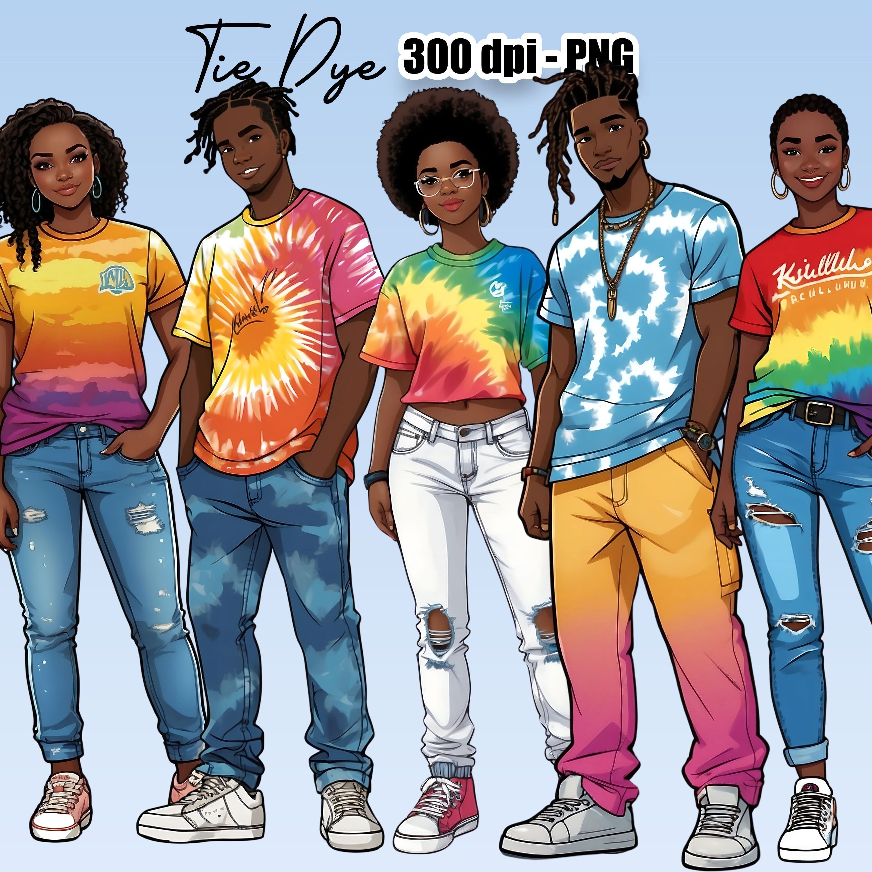 Teen Tie-dye, Fashion Clipart, Black People Clipart, Black Teens ...