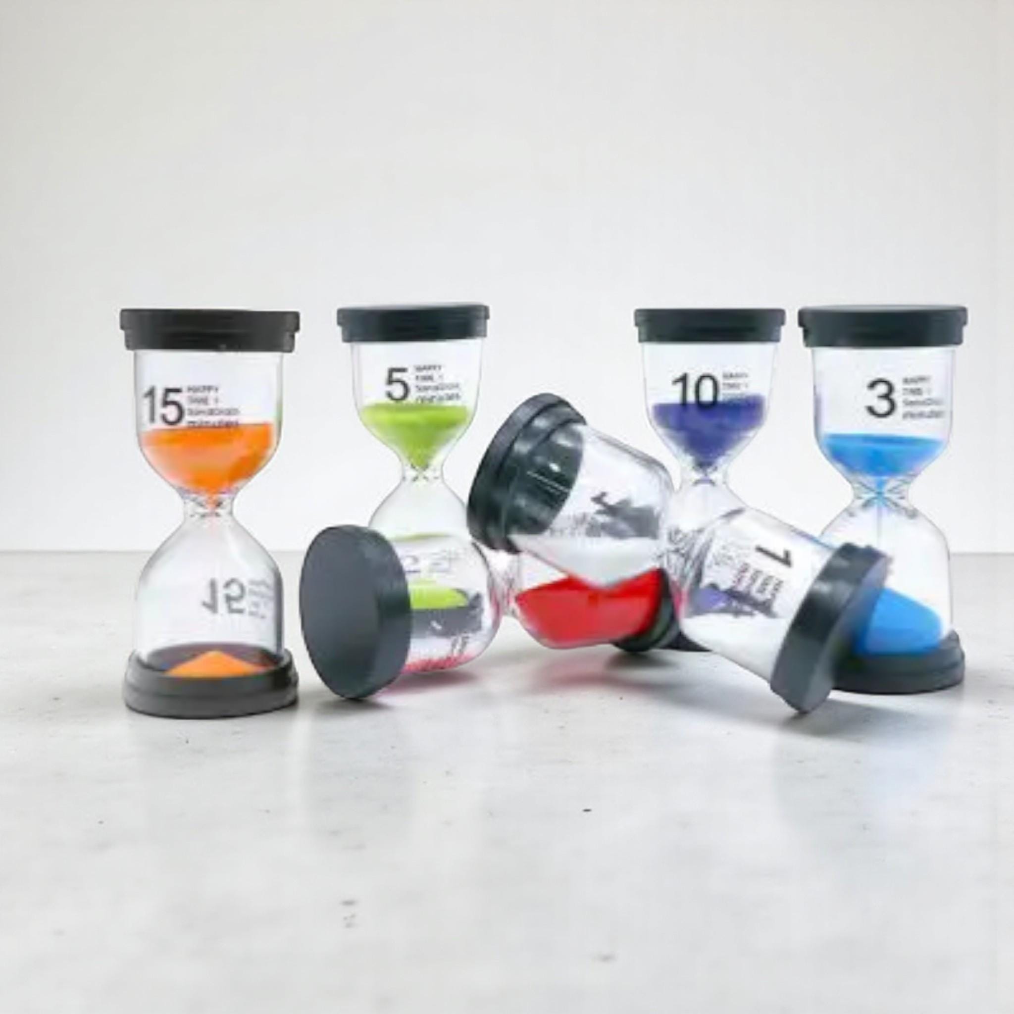 Colorful Sand Timer Set – 1, 3, 5, 10, 15 & 30 Minute Hourglass for ...