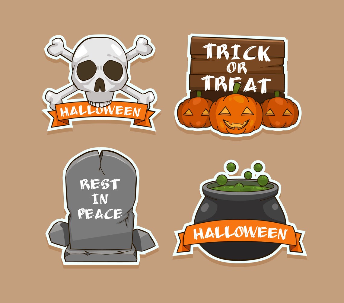 SPOOKY HALLOWEEN STICKERS Instant Download Sticker, Png Personalization ...