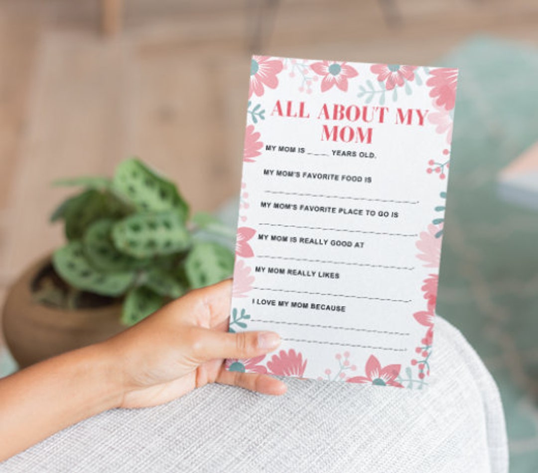 Mothers Day Questionnaire for Kids - Etsy