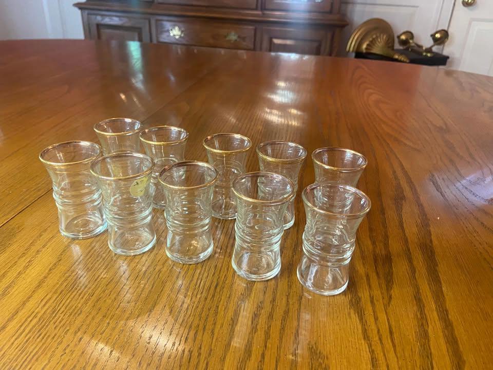 Vintage Gold-rimmed Shot Glasses - Etsy