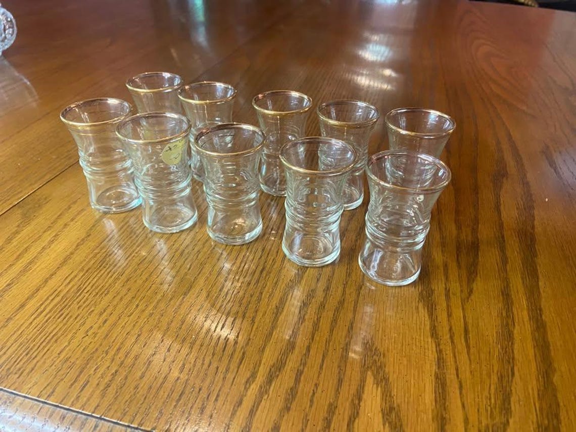 Vintage Gold-rimmed Shot Glasses - Etsy