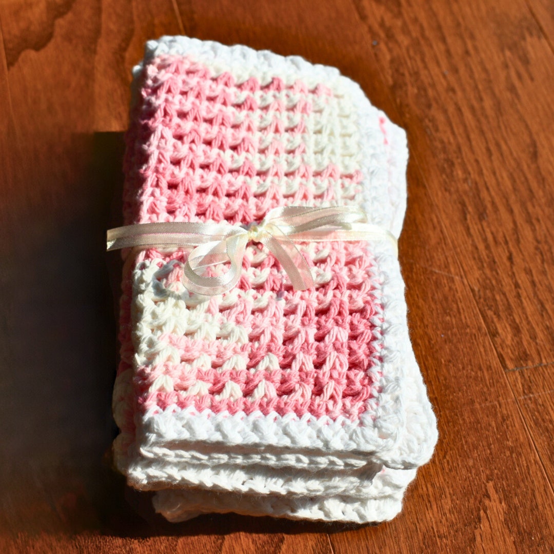 Dishcloth Set of 4 Crochet Dishcloths, Dishcloth Natural Cotton Pink ...