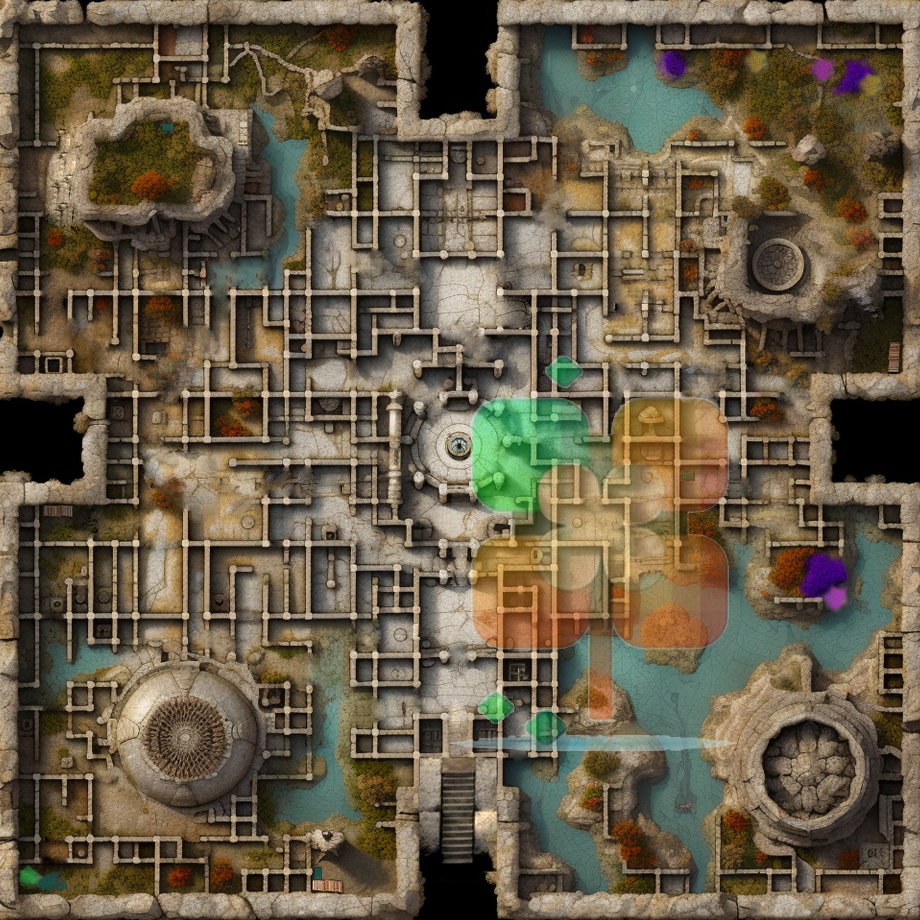 Ancient Maze Battle Map, Dnd Battle Map, D&D, Battlemap, Dungeons and Dragons, 5e, Roll20 ...