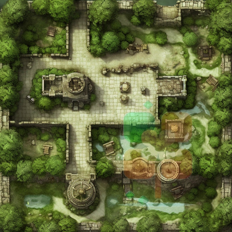 Fort Ruins Battle Map, Dnd Battle Map, D&D, Battlemap, Dungeons and ...