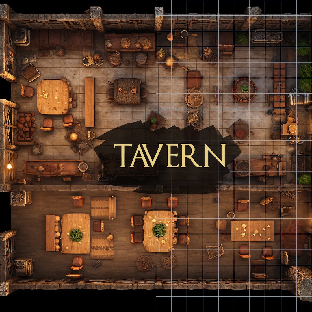 Tavern Battle Map, Dnd Battle Map, D&D, Battlemap, Dungeons and Dragons, 5e, Roll20, Fantasy Map ...