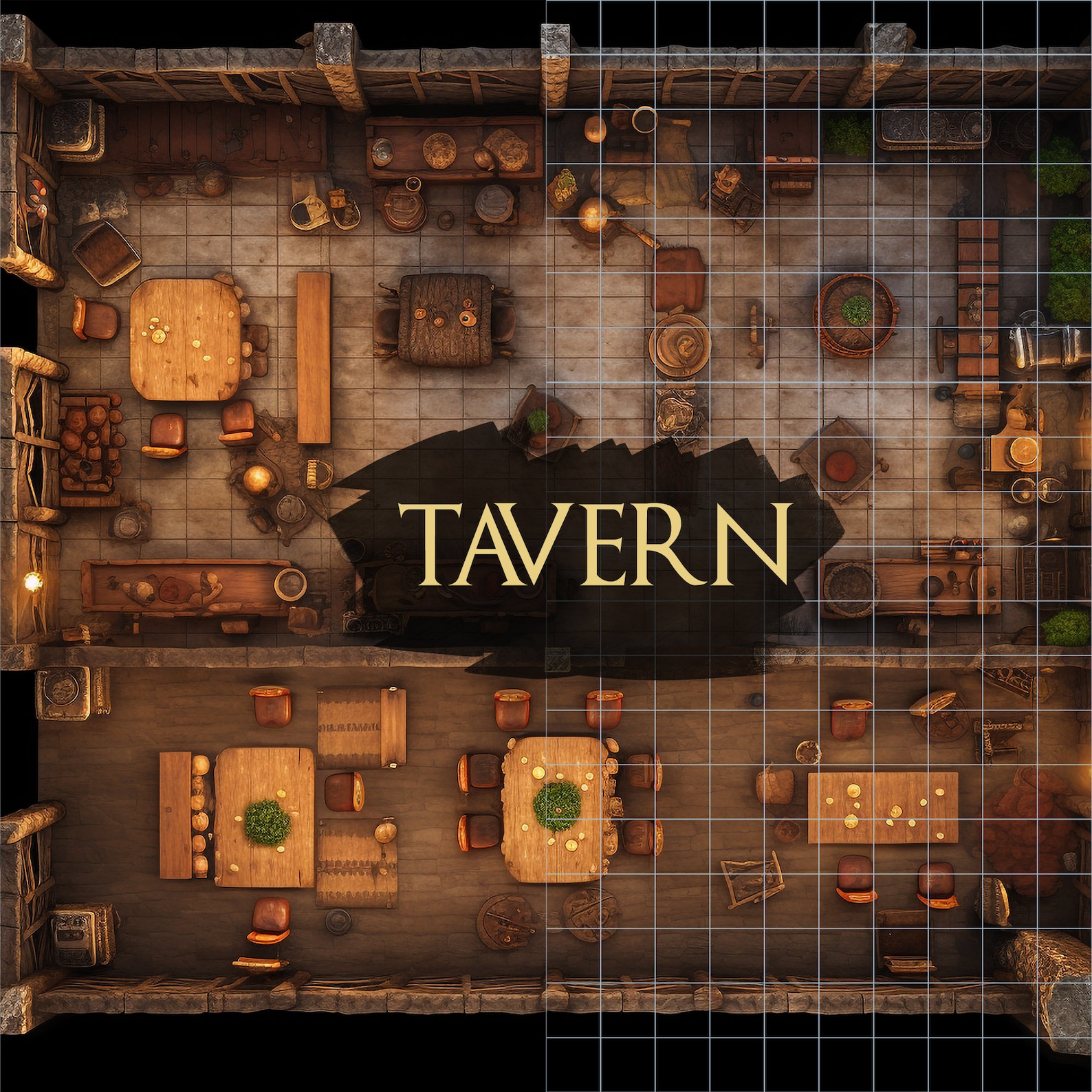 Tavern Battle Map, Dnd Battle Map, D&D, Battlemap, Dungeons and Dragons ...