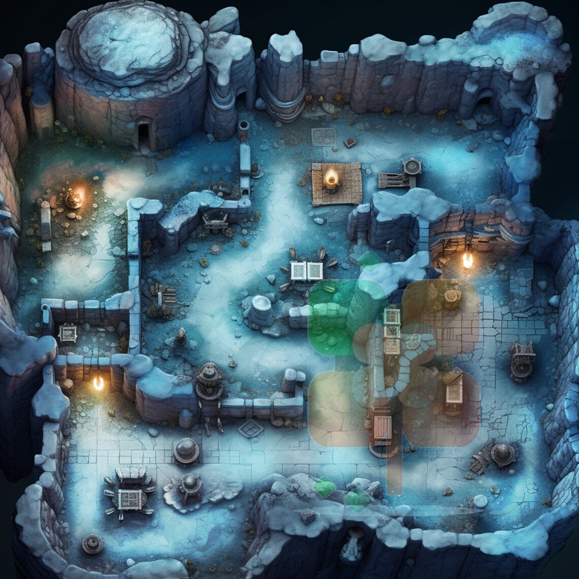 Winter Camp Battle Map, Dnd Battle Map, D&D, Battlemap, Dungeons and ...