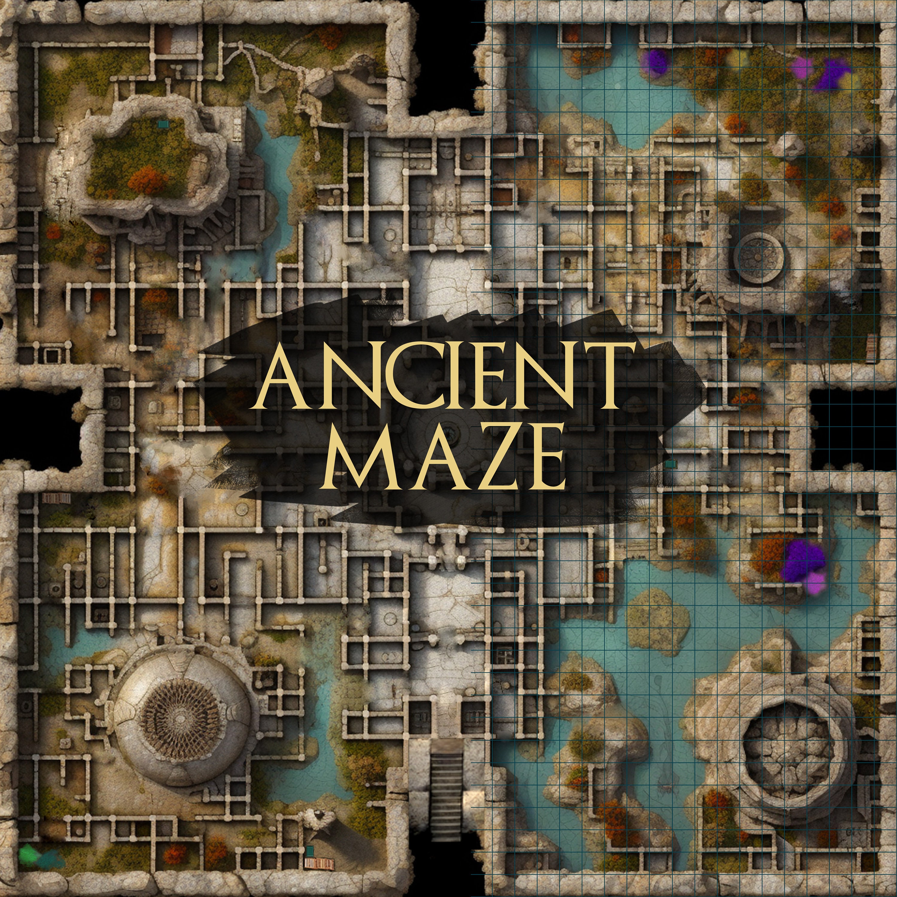 Ancient Maze Battle Map, Dnd Battle Map, D&D, Battlemap, Dungeons and Dragons, 5e, Roll20 ...