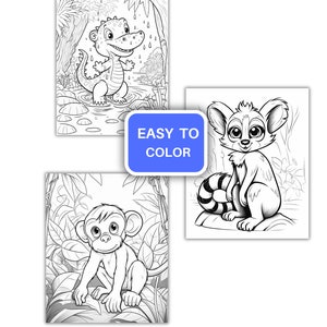 Printable Jungle Animals Coloring Pages for Kids, Toddlers Coloring ...