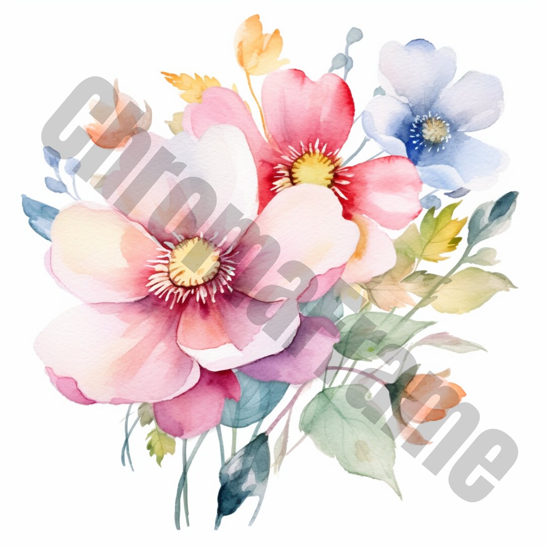 Watercolor Springtime Flowers, Graphics Bundle, Spring Floral, Floral ...