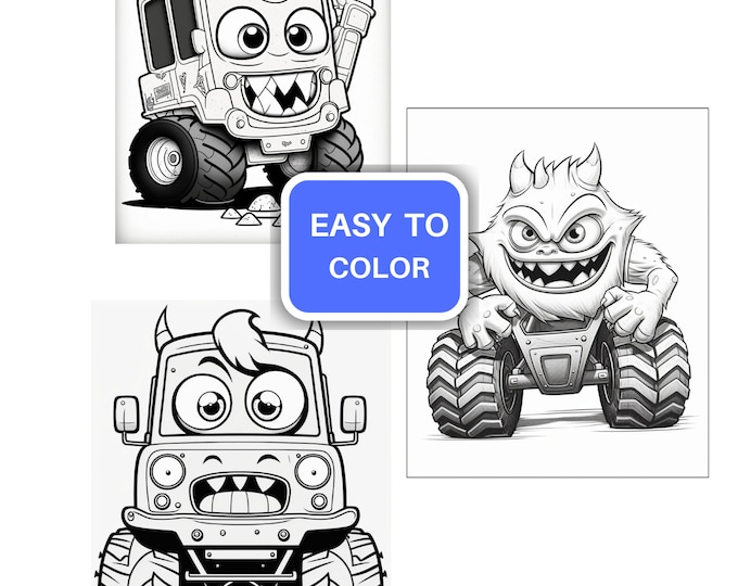 Monster Truck Coloring Pages: Kids Activity Book (digital Download) - Etsy