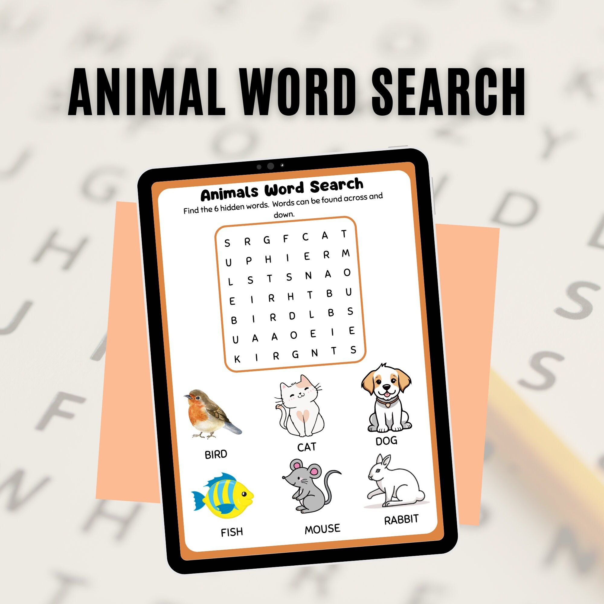 Animal Word Search - Etsy