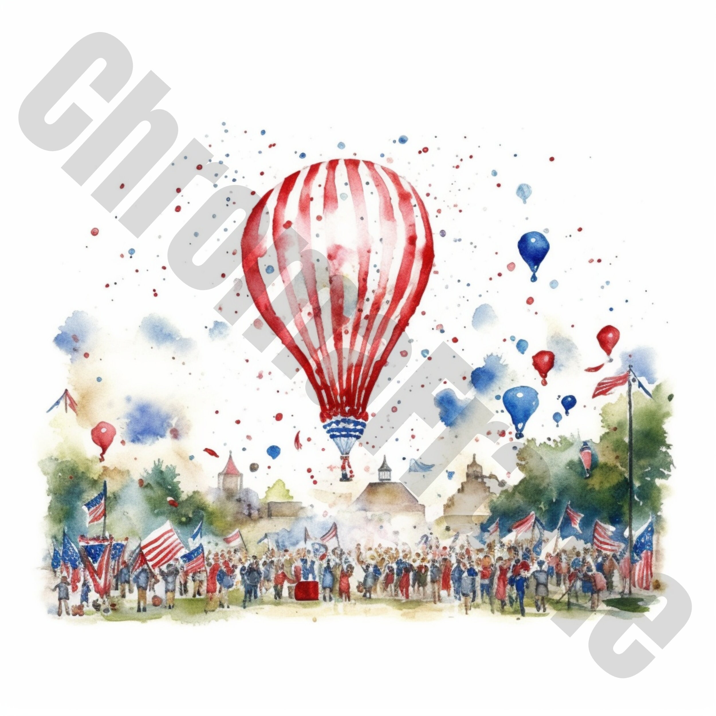 Watercolor Fourth of July Clipart, Graphics Bundle, BBQ, Digital 4th of ...