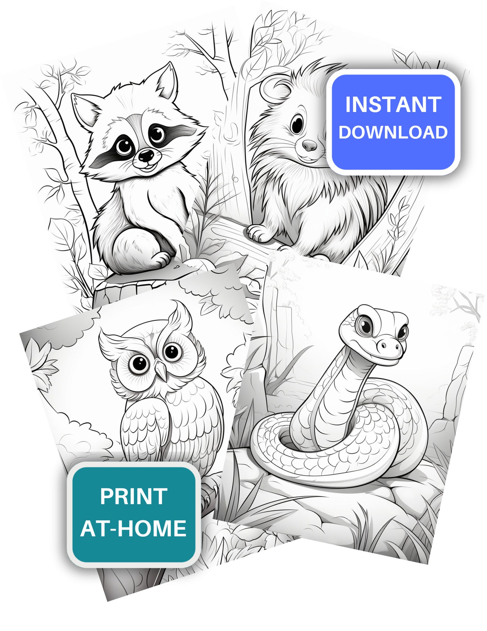 Printable Forest Animals Coloring Pages for Kids, Toddlers Coloring ...