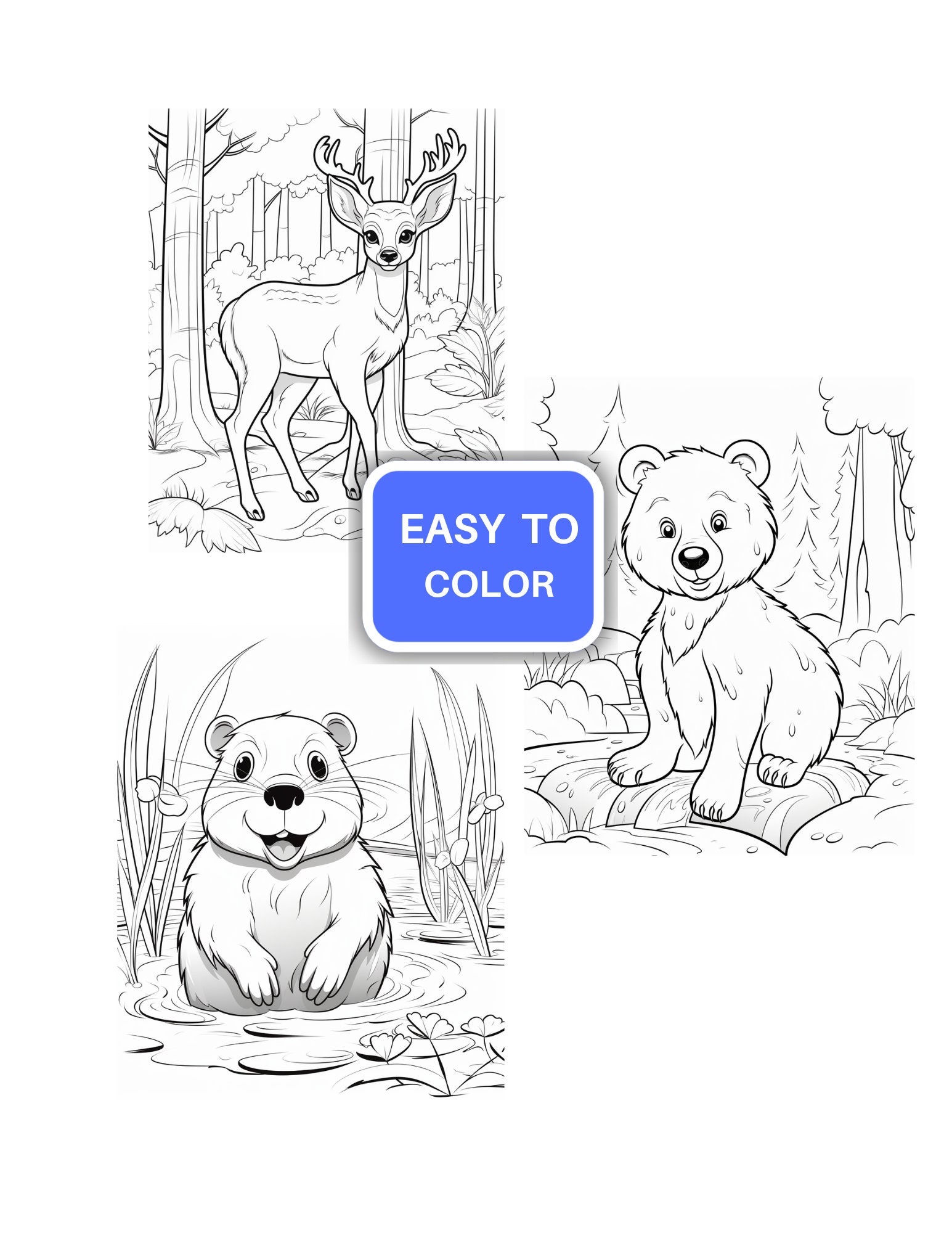 Printable Forest Animals Coloring Pages for Kids, Toddlers Coloring ...
